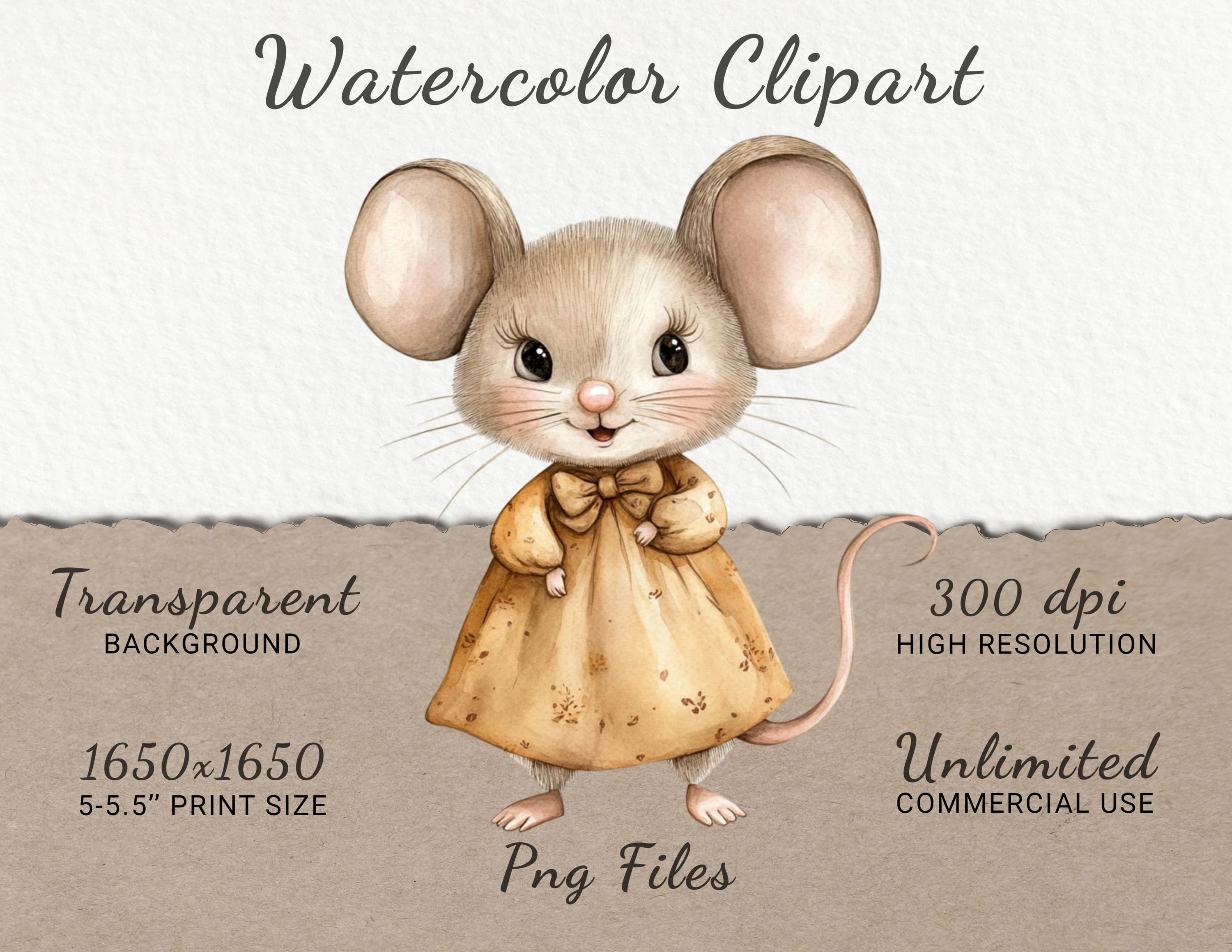 Mouse Nursery Watercolor Clipart - 24 PNG Cute Fairy Animals Decor in ...