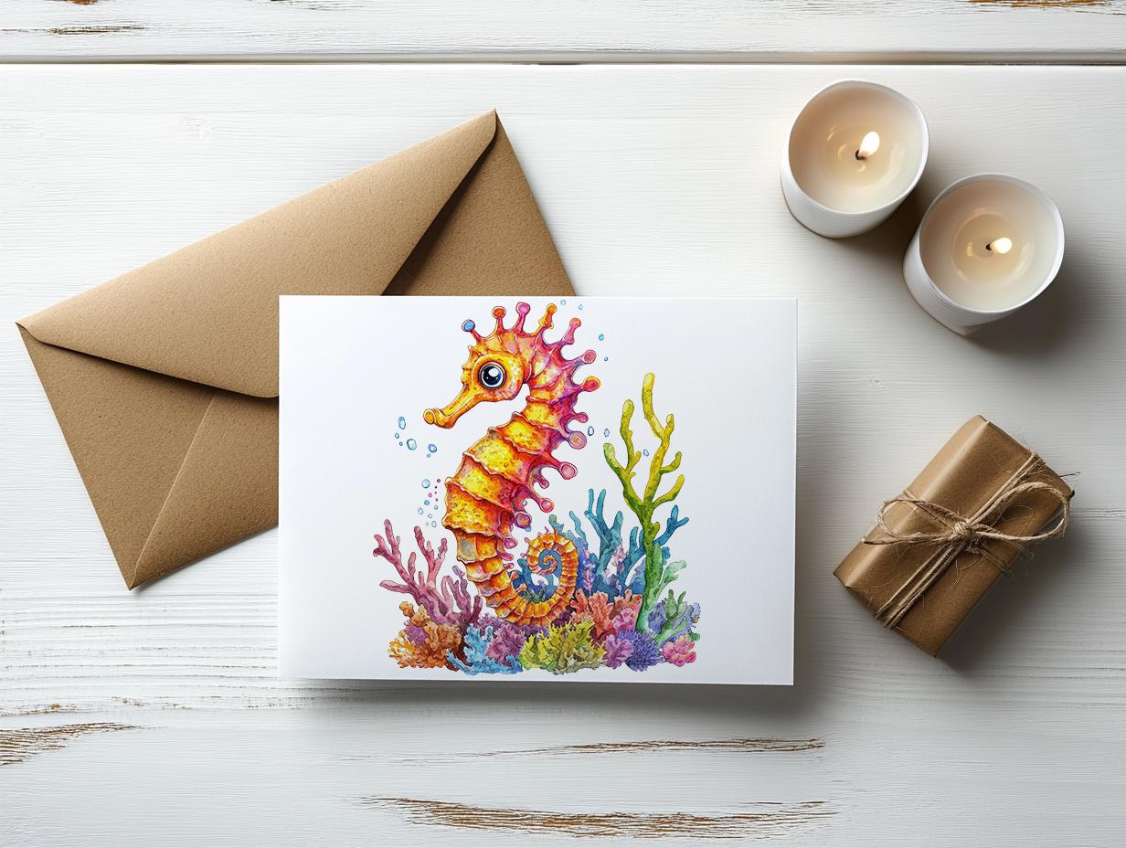 Seahorse Watercolor Clipart - 24 PNG Cute Sea Horse Clip Art, Marine ...
