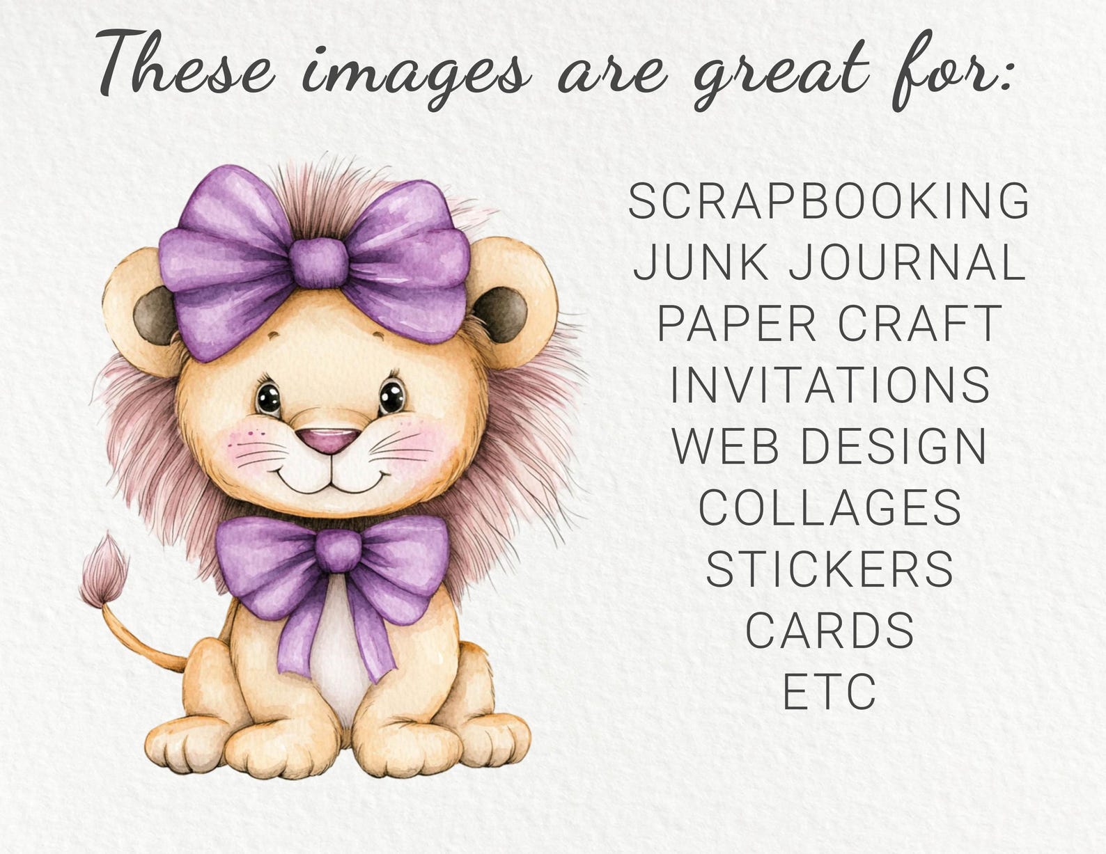 Purple Lion Nursery Watercolor Clipart - 24 PNG Safari Animals Decor in ...