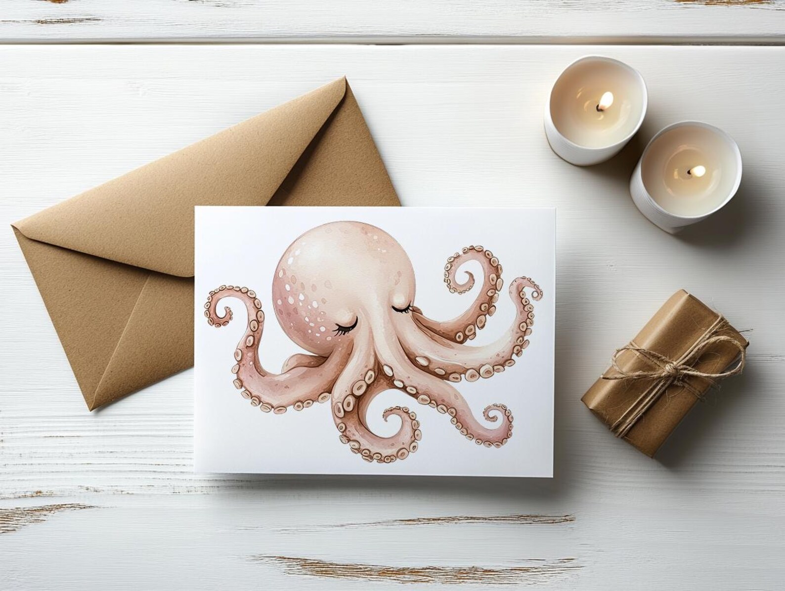 Pink Octopus Nursery Watercolor Clipart - 24 PNG Cute Marine Decor Clip ...