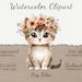 Cat Nursery Watercolor Clipart - 24 PNG Cute Fairy Animals Decor in ...