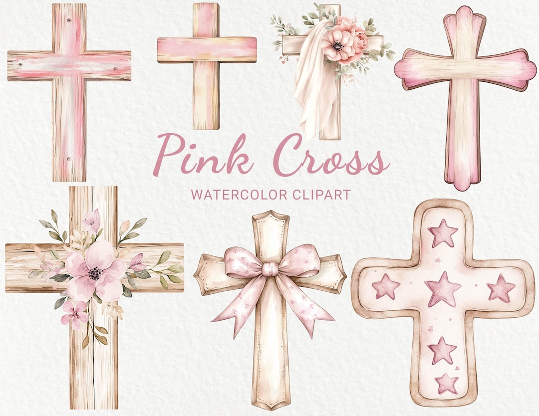 Pink Cross Clipart - 24 PNG Watercolor Cross Images, Bible Clipart ...