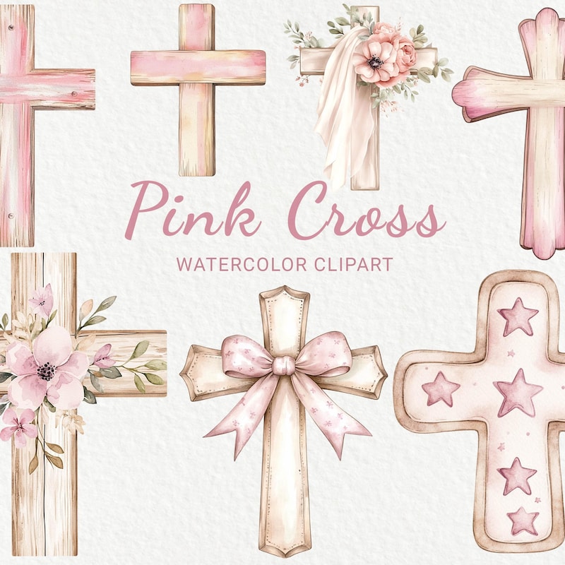 Pink Catholic Cross Clipart - Etsy UK