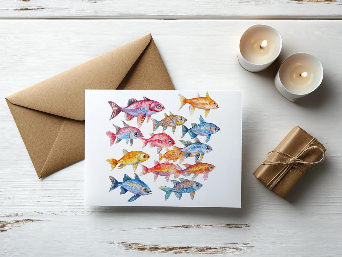 Fish Clipart - 24 PNG Cute Watercolor Fish Clip Art, Digital Prints ...