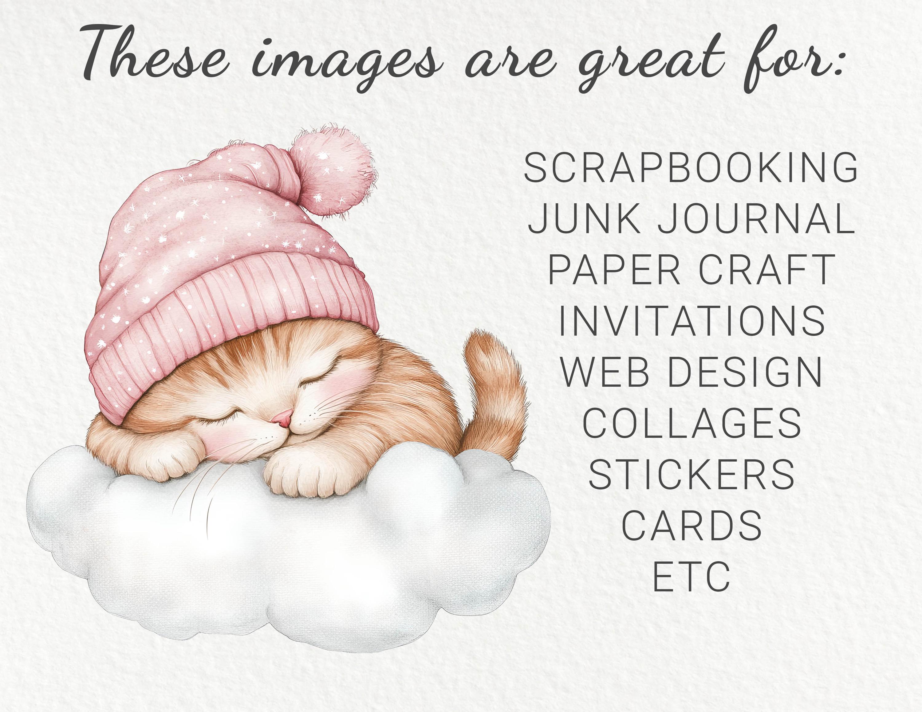 Pink Cat Nursery Watercolor Clipart - 24 PNG Cute Fairy Animals Decor ...