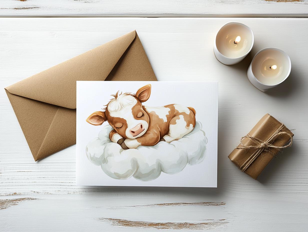 Cow Nursery Watercolor Clipart - 24 PNG Cute Cow in Beige & Brown ...
