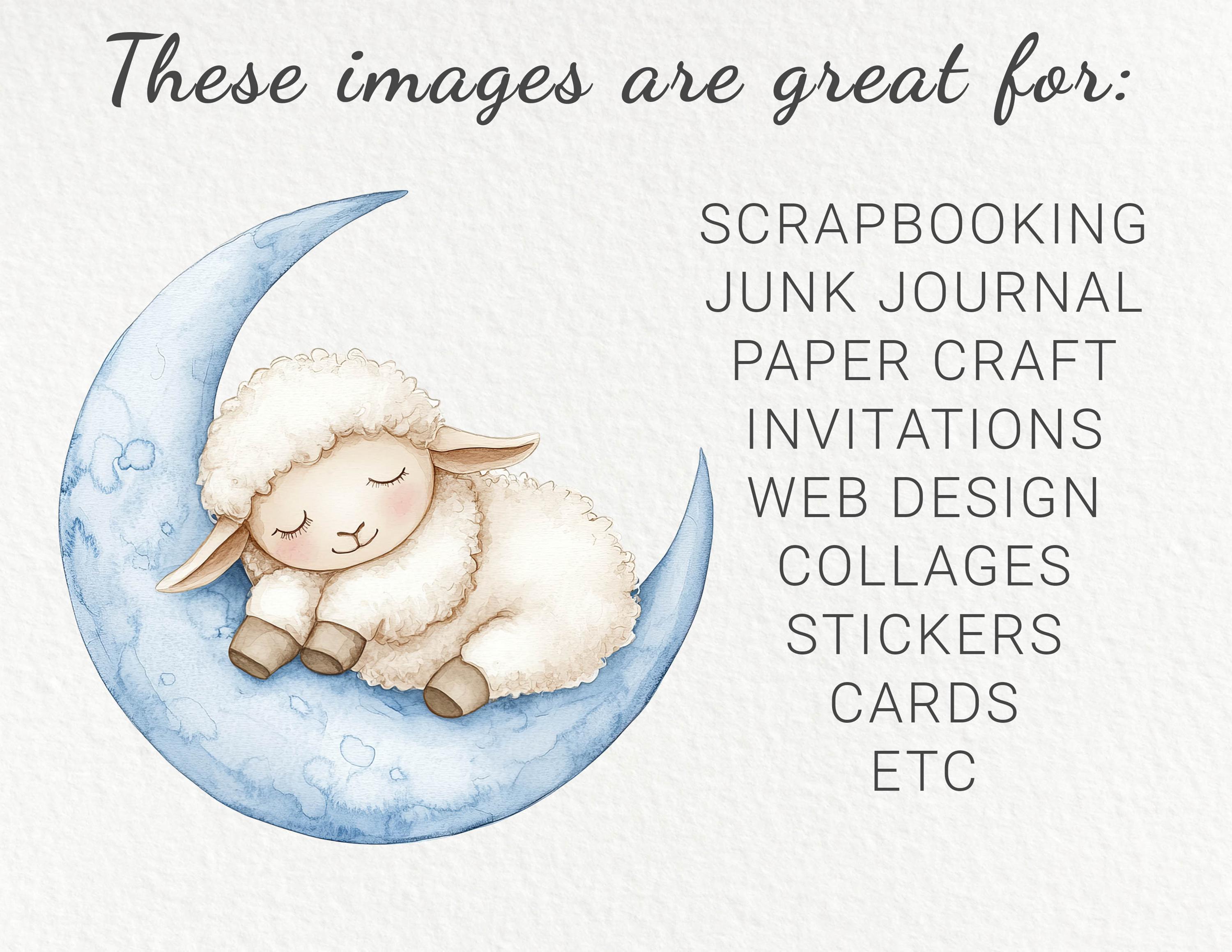 Blue Lamb Nursery Watercolor Clipart - 24 PNG Cute Sheep, Animals Decor ...
