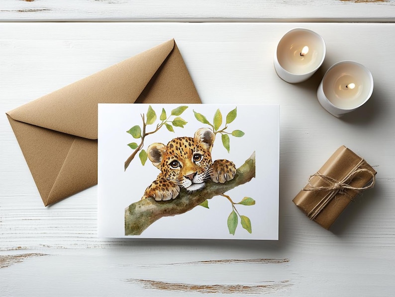 Leopard Clipart - 24 PNG Watercolor Safari Animal Clip Art, Digital ...