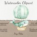 Green Whale Nursery Watercolor Clipart - 24 PNG Cute Marine Decor Clip ...