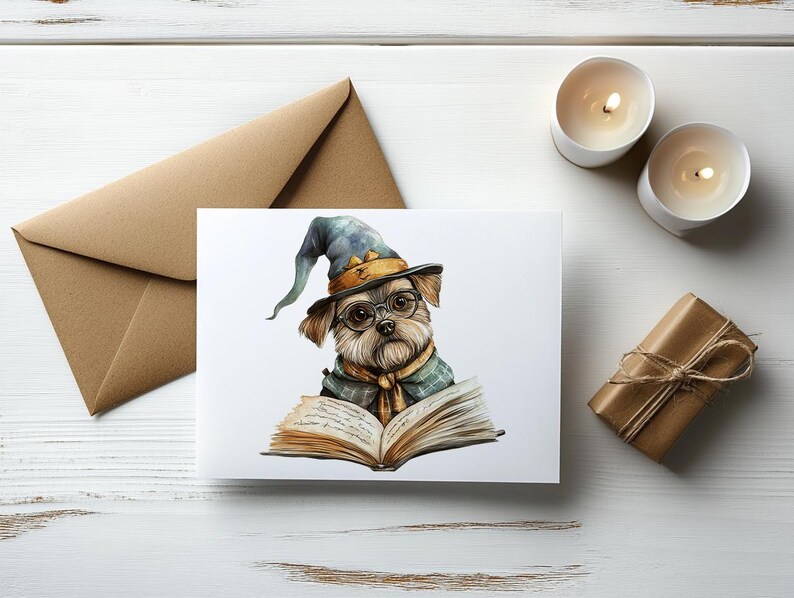 Wizard Dog Watercolor Clipart - 24 PNG Cute Dog Mage, Nursery Decor ...