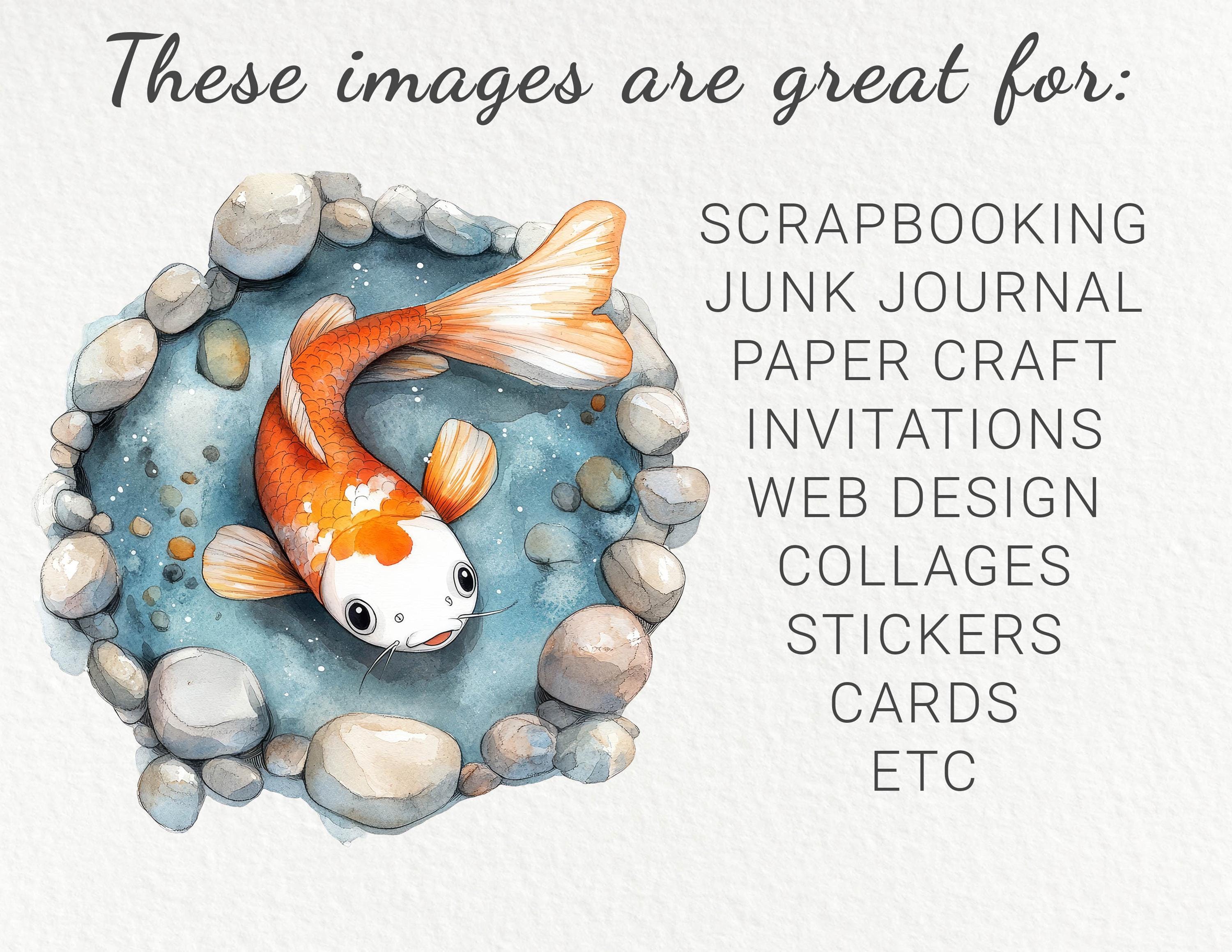 Koi Fish Clipart - 24 PNG Cute Watercolor Koi Fish Clip Art, Digital ...