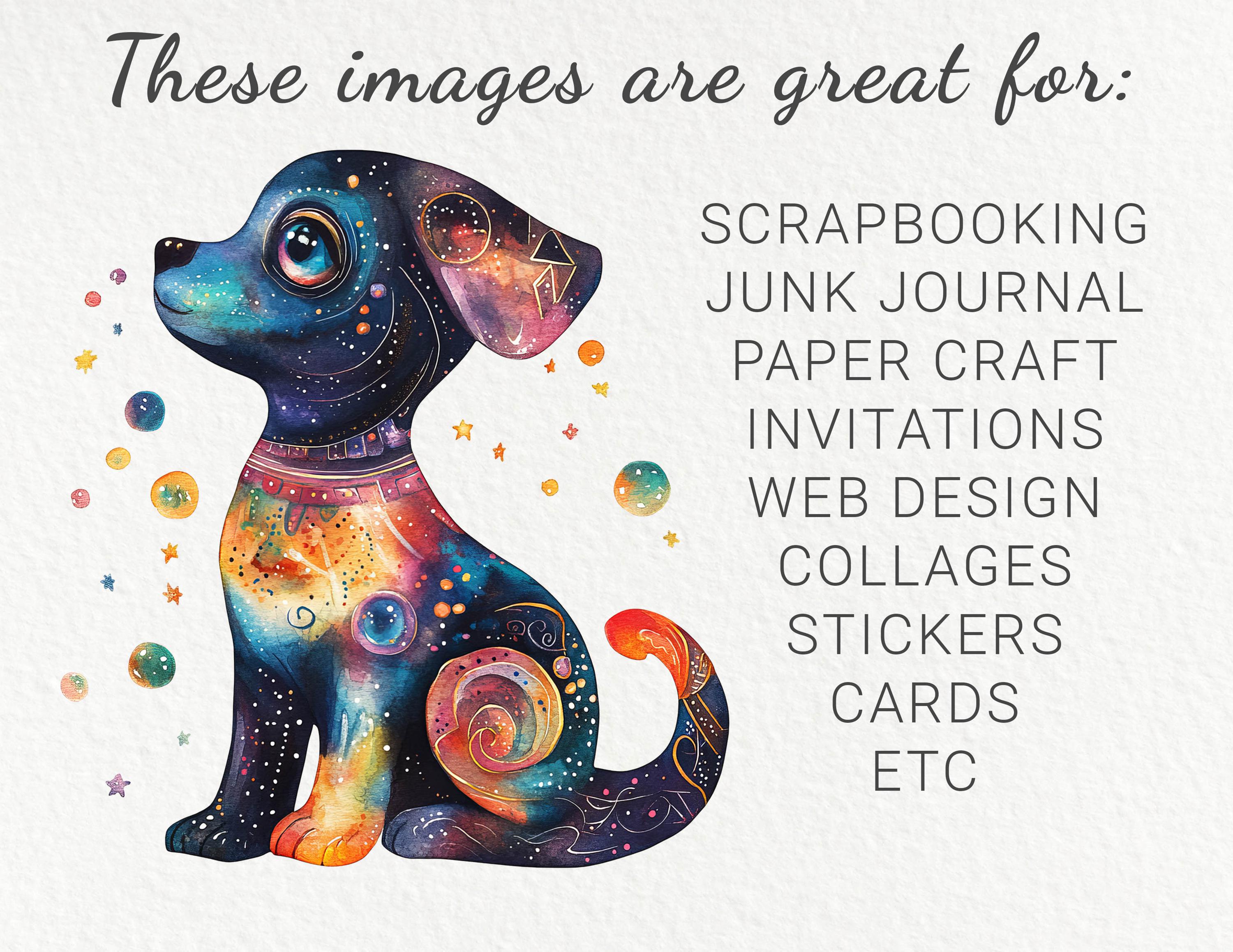 Alien Dog Clipart - 24 PNG Watercolor Whimsical Puppy, Fantastic Dog ...
