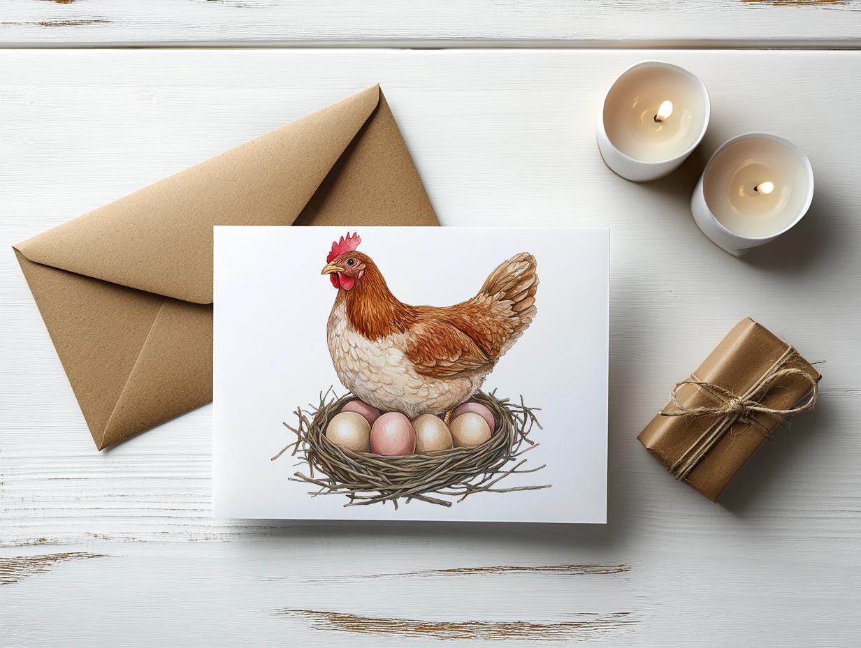 Chicken Watercolor Clipart - 24 PNG Cute Hen Clip Art, Farm Birds ...