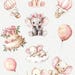 Pink Elephant Nursery Watercolor Clipart - 24 PNG Safari Animals Kids ...