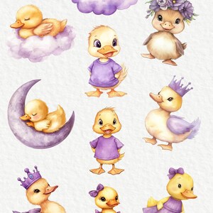 Purple Duck Nursery Watercolor Clipart - 24 PNG Duck in Lilac ...