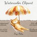 Cat on the Beach Watercolor Clipart - 24 PNG Cute Summer Cat, Room ...