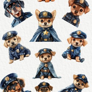 Dog Police Officer Clipart - 24 PNG Watercolor Puppy Policeman Clipart ...