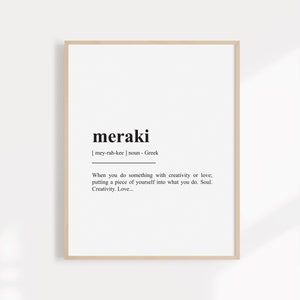 Meraki Definition Print Greek Definition Wall Art Printable - Etsy