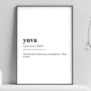 Yuva Definition Print Turkish Definition Wall Art Printable - Etsy