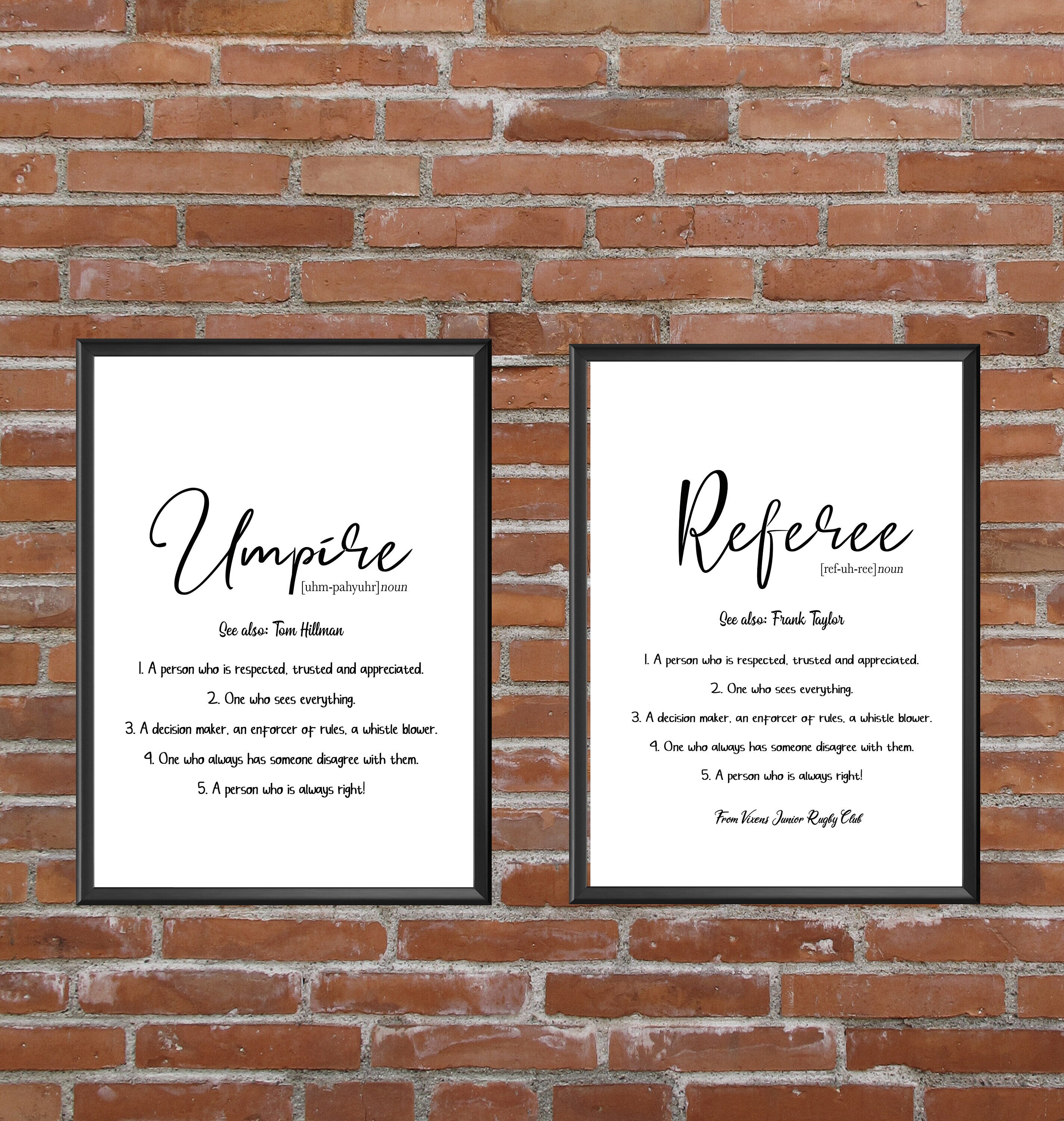 Umpire / Referee Personalised Wall Print Inspirational Print Umpire ...