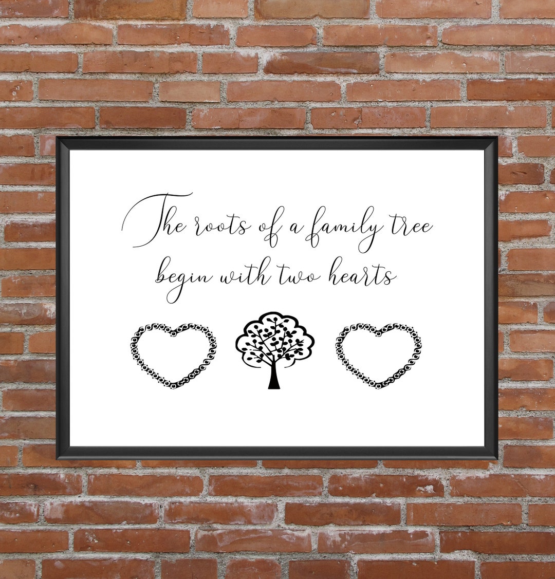 The Roots of a Family Tree Begin With Two Hearts Wall Print ...