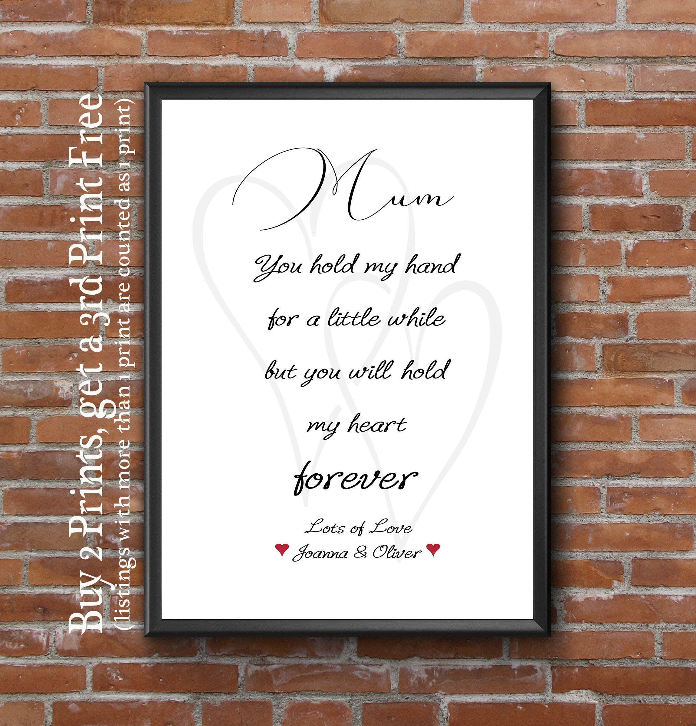 Personalised Mum Wall Print You will hold my heart forever | Etsy
