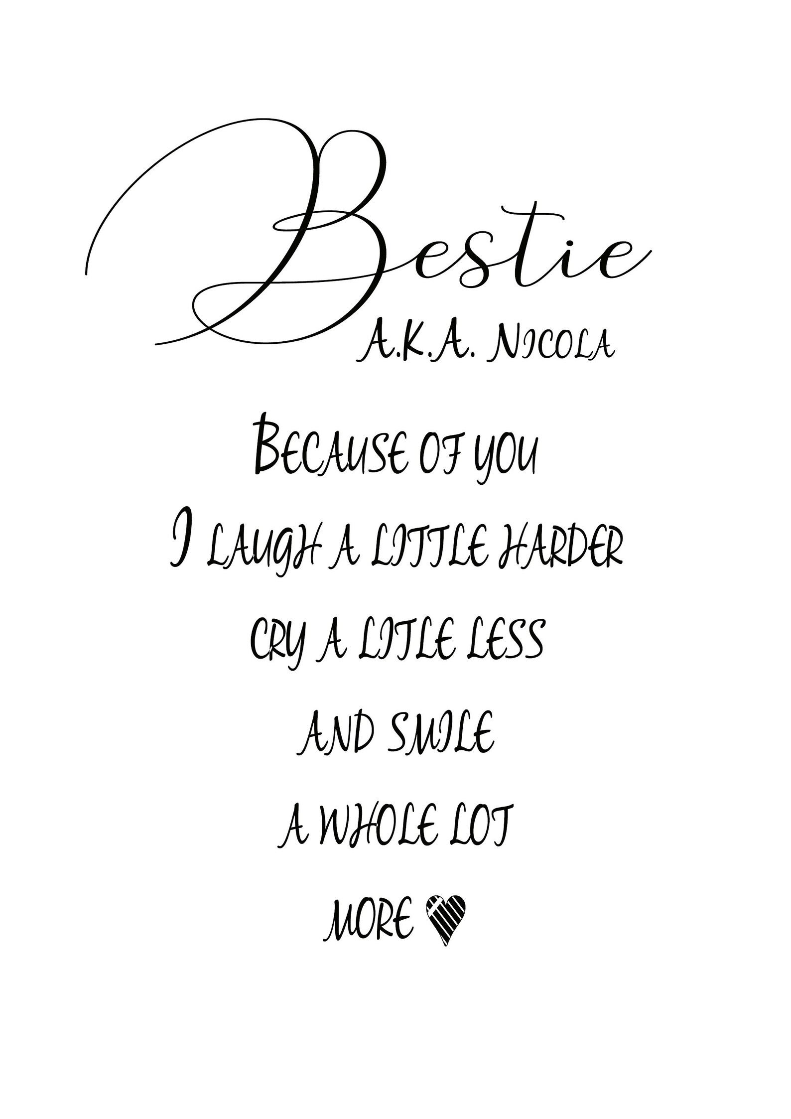 Personalised Best Friend Print Bestie Because of You I - Etsy