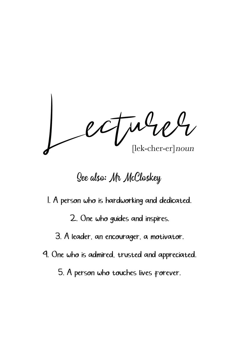 Personalized Lecturer Definition Print: Inspirational Thank You Gift - Etsy