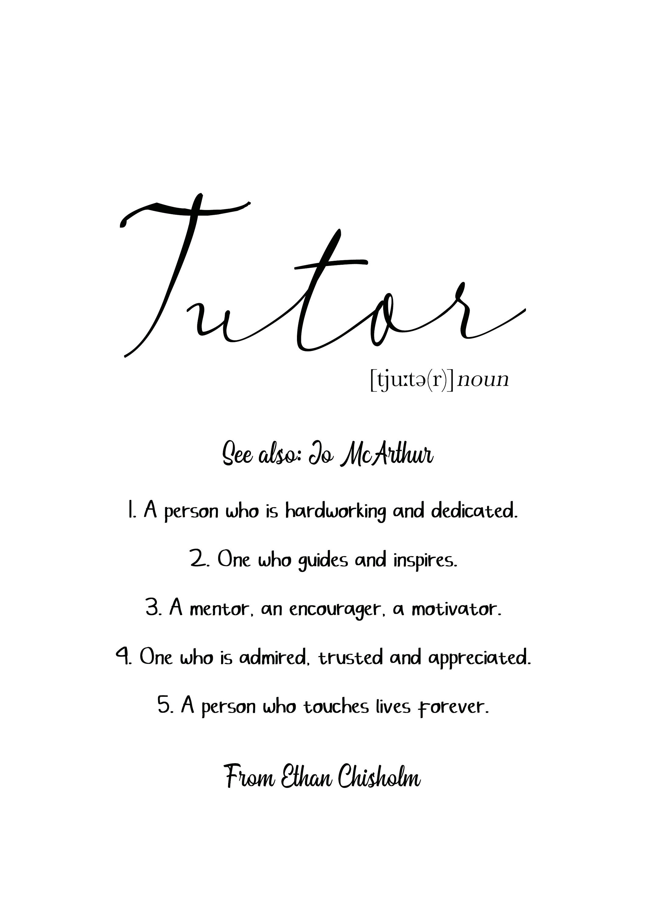 Tutor Personalised Print Tutor Gift Tutor Thank You Gift - Etsy