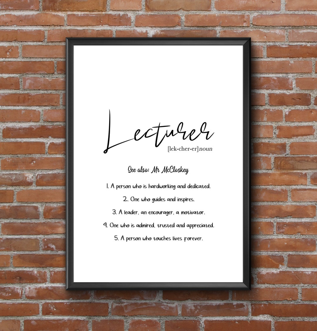 Personalized Lecturer Definition Print: Inspirational Thank You Gift - Etsy