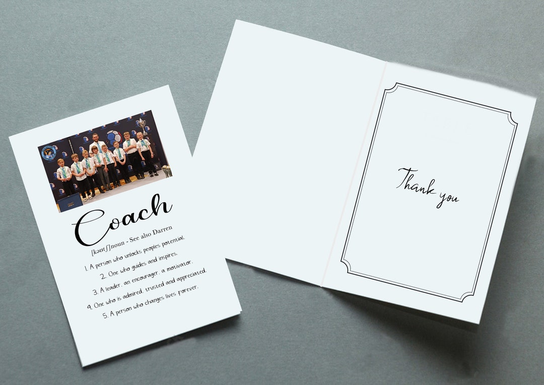 Coach Personalised Thank You Card | Rugby / Basketball Card | Netball ...