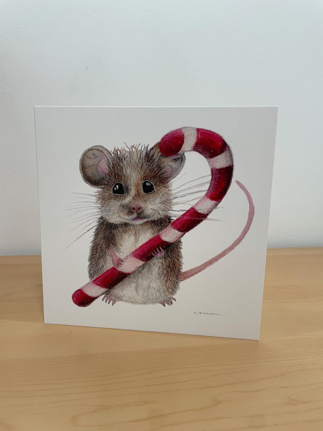 Christmas Mouse Card With Candy Cane - Etsy