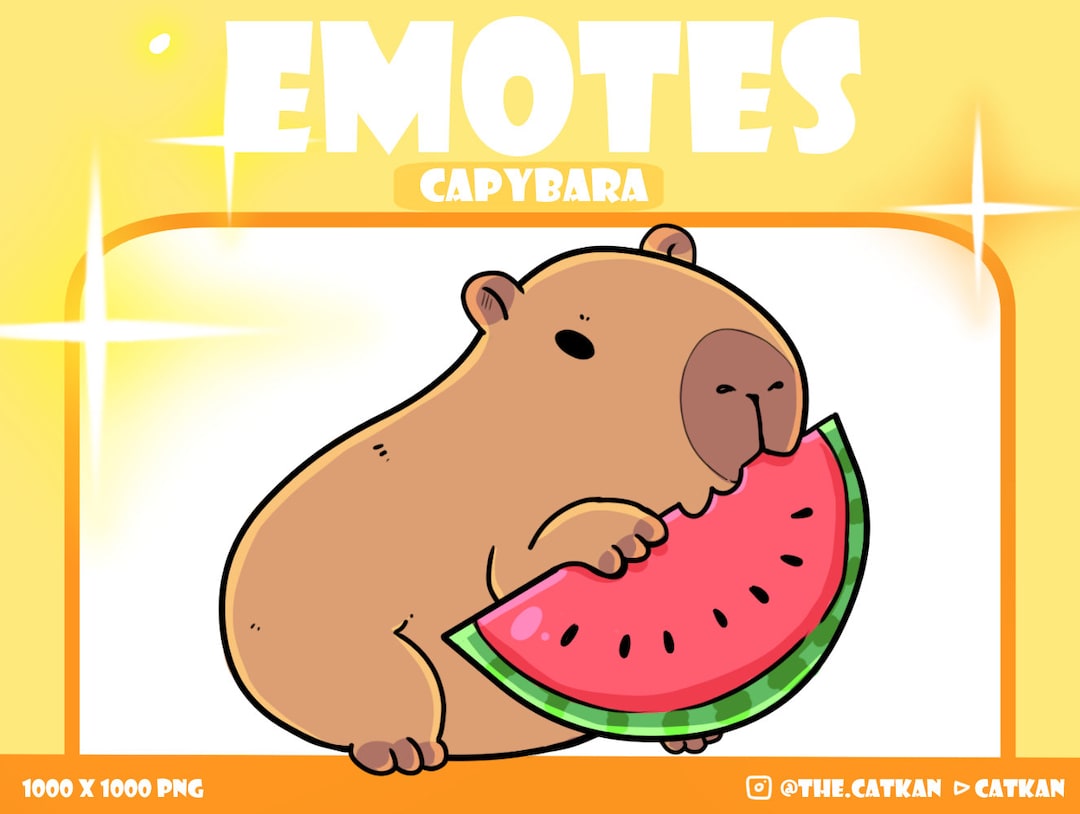 Adorable Capybara Eating Watermelon Discord, Twitch, Youtube Emote - Etsy