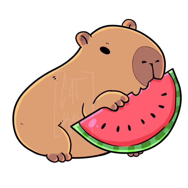 Adorable Capybara Eating Watermelon Discord, Twitch, Youtube Emote - Etsy