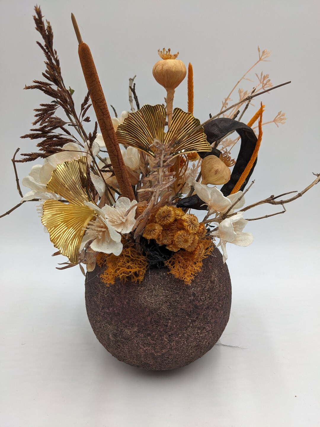 Spring Arrangement Cherry Blossom Poppy Reeds Orange - Etsy