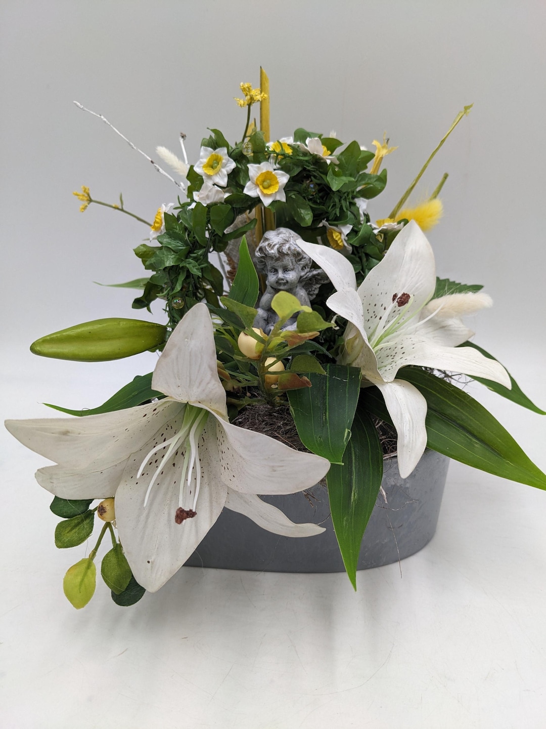 Funeral Arrangement With Angels, Lilies, and White Grasses - Etsy Canada