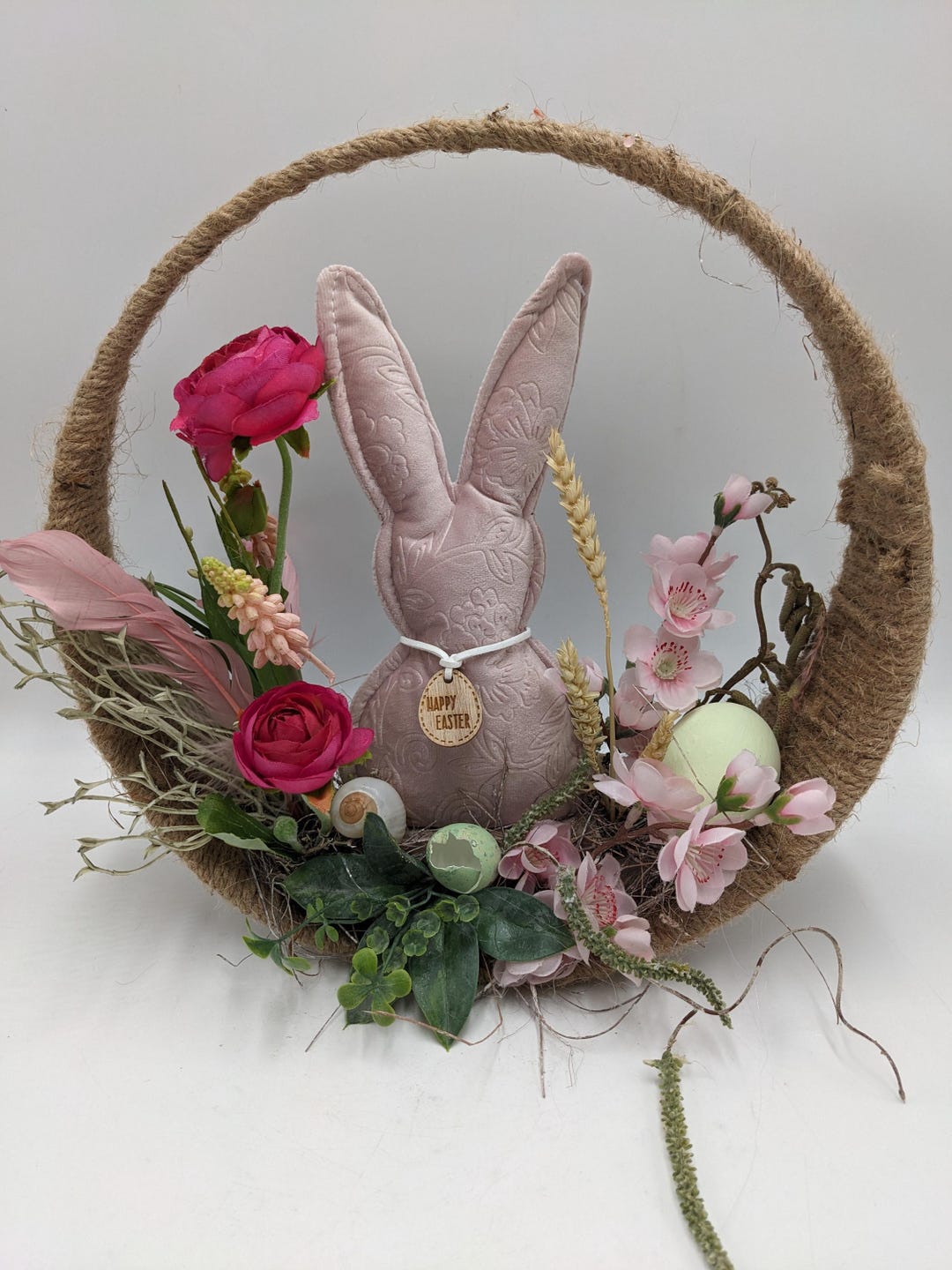 Easter Arrangement Snail Rabbit Feather Cherry Blossom Pink - Etsy