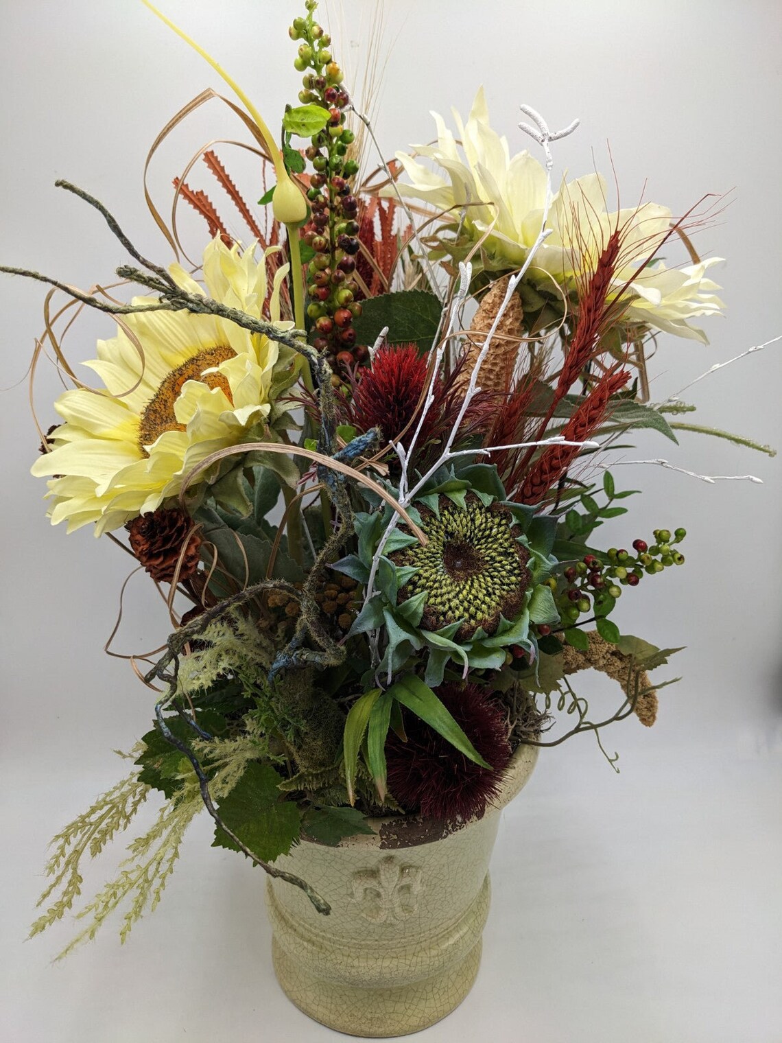 Summer Arrangement Cones Sunflower Thistle Berries Grasses Yellow - Etsy