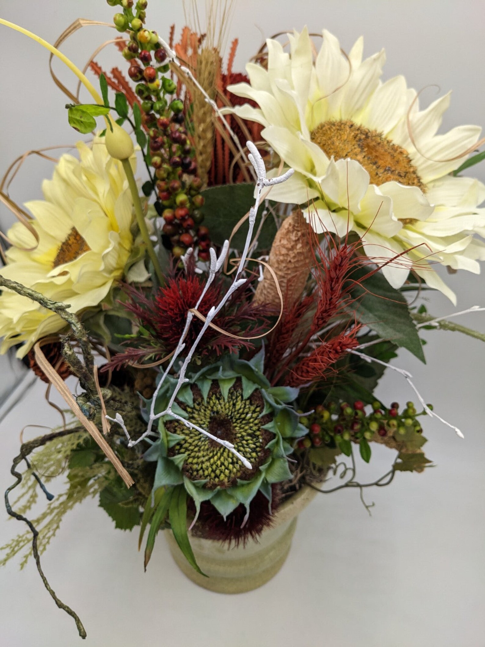 Summer Arrangement Cones Sunflower Thistle Berries Grasses Yellow - Etsy