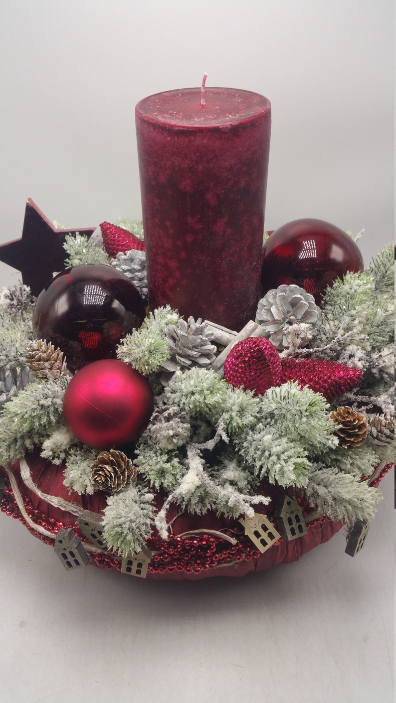 Weihnachtskranz Weihnachtsgesteck Adventskranz Kerze Kugeln | Etsy