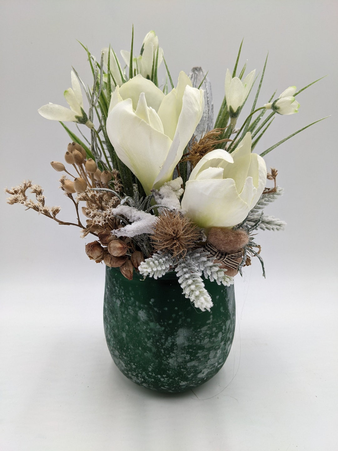 Winter Arrangement Amaryllis Snowdrop Fir White - Etsy
