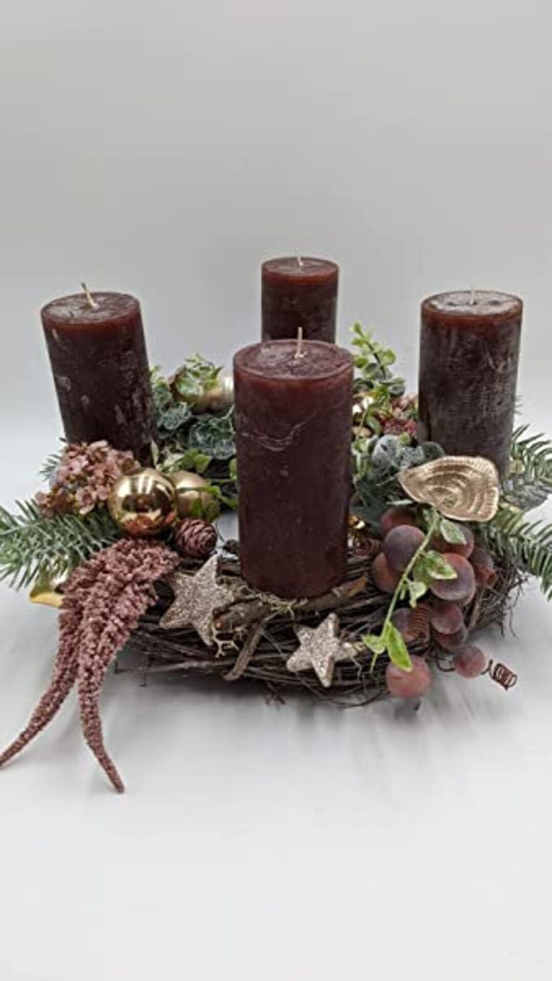 Weihnachtsgesteck Adventskranz Adventsgesteck Kugel Stern Zapfen ...