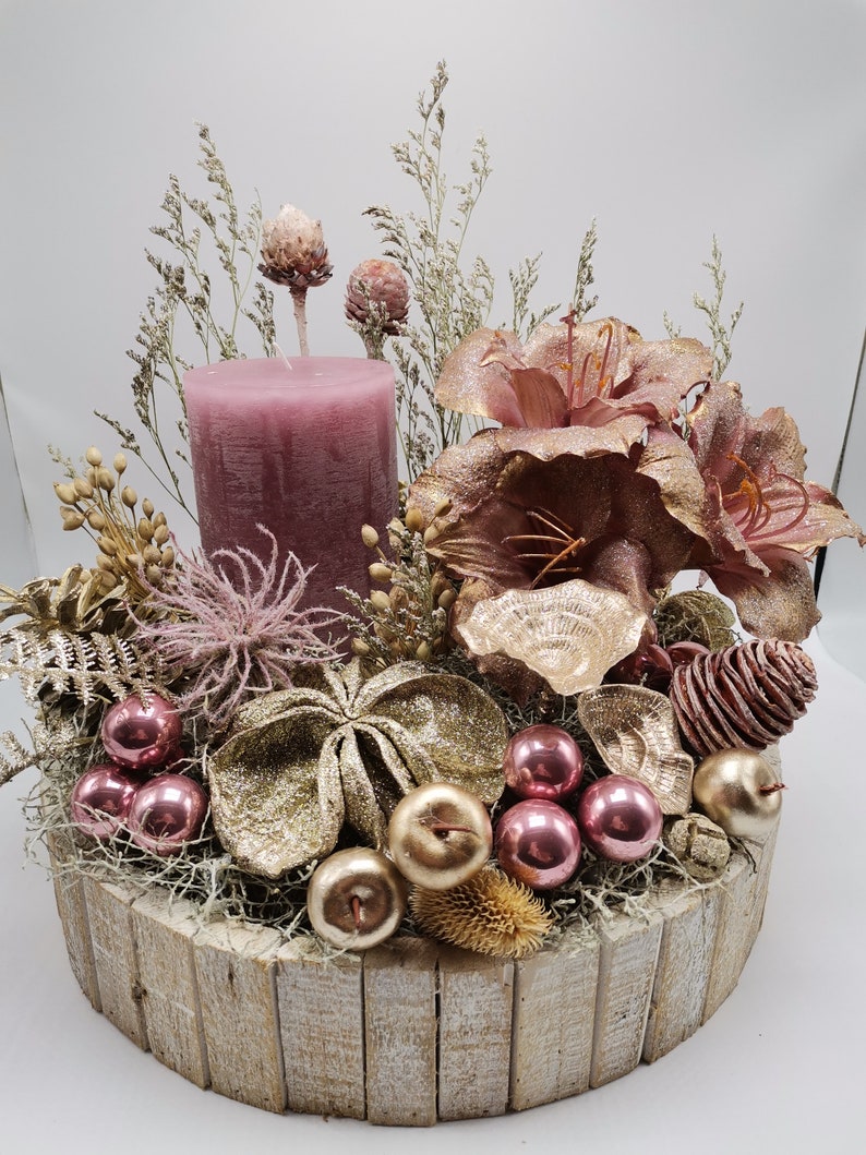 Winter set set Christmas set candle Amaryllis balls old pink | Etsy