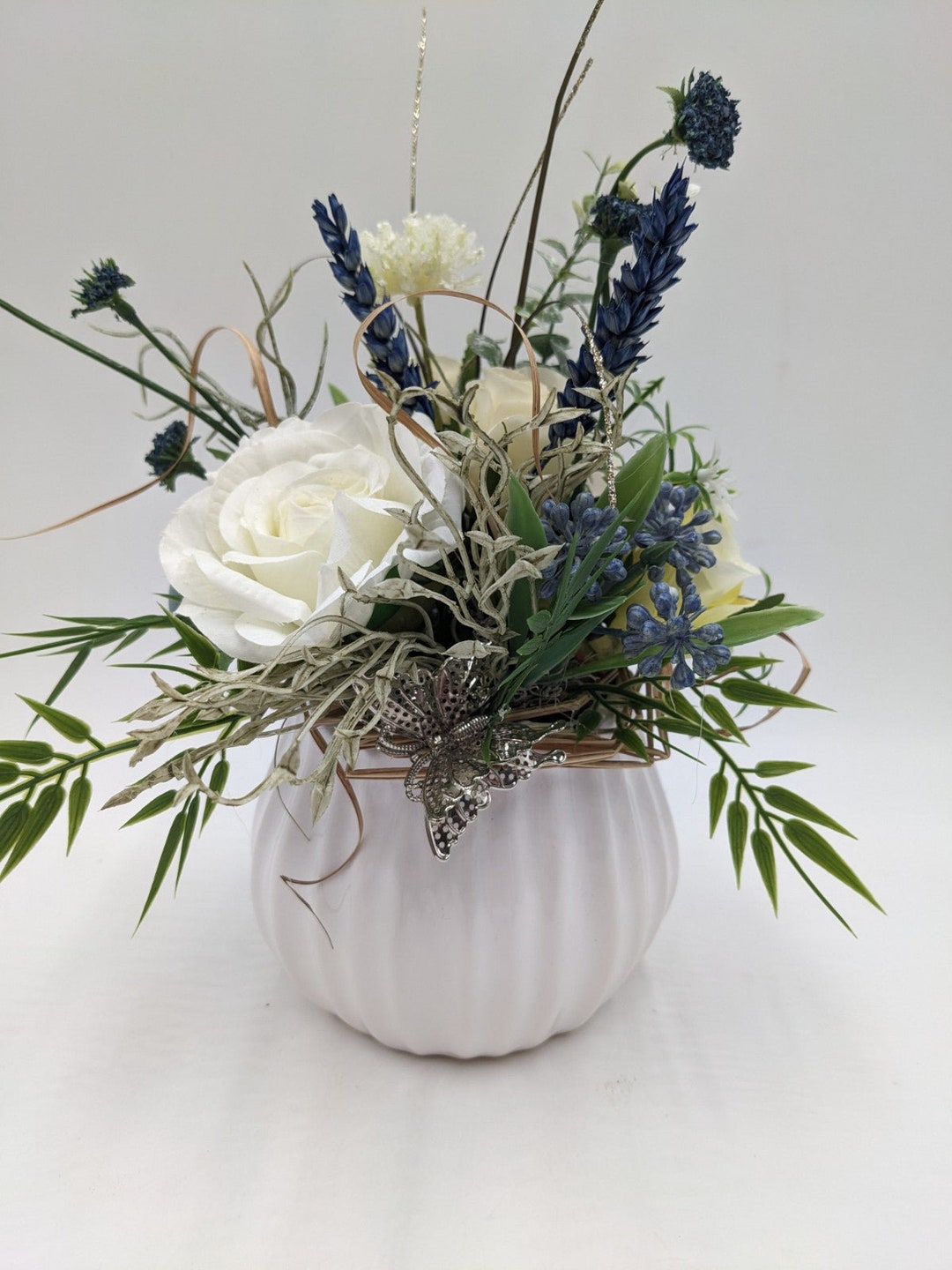 Butterfly Rose Grass Blue Summer Arrangement - Etsy