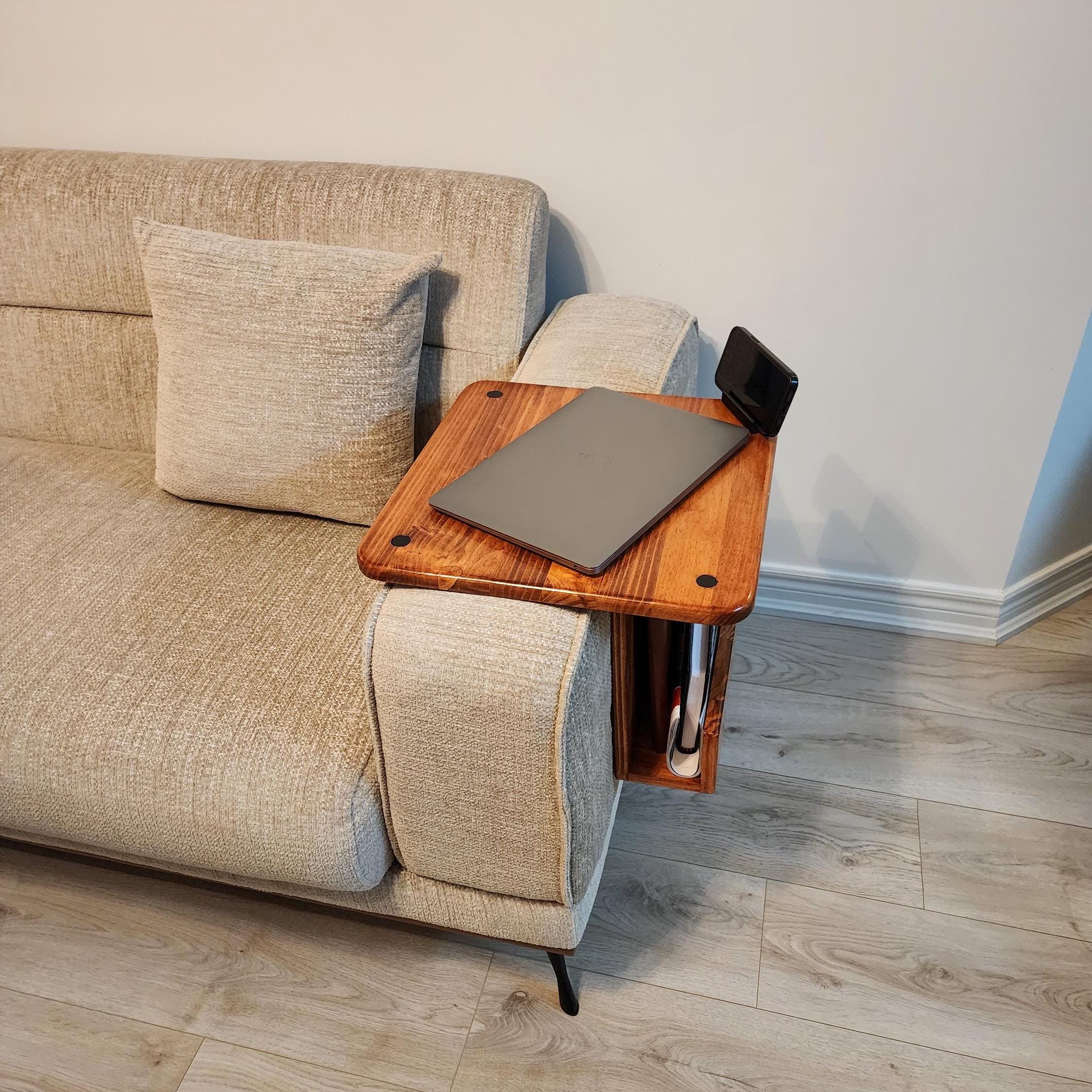 Handmade Sofa Arm Table Made of Solid Wood, Adjustable and Customizable ...