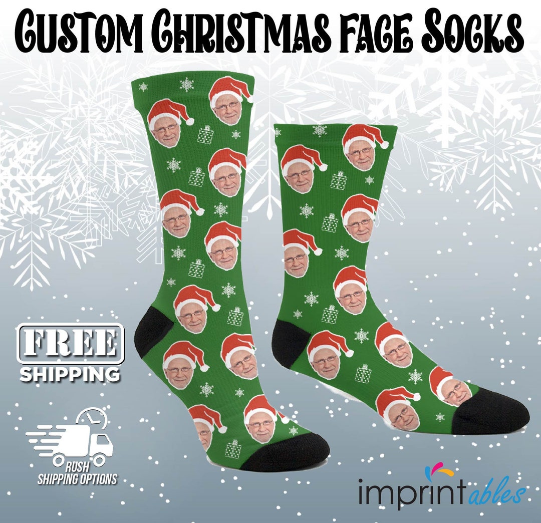 Custom Christmas Santa Hat Face Socks | Add A Face to These Unique One ...