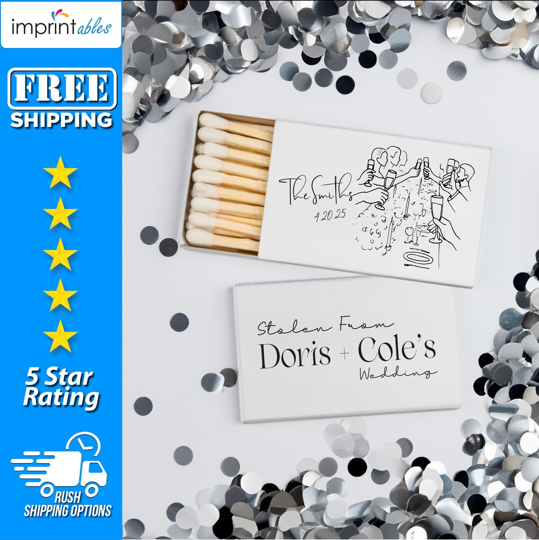 Custom Wedding Matchbox, Personalized Matchboxes, Dinner Table Sketch ...