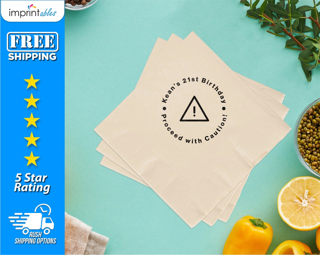 Custom Birthday Napkins | Caution Design Birthday Napkins ...
