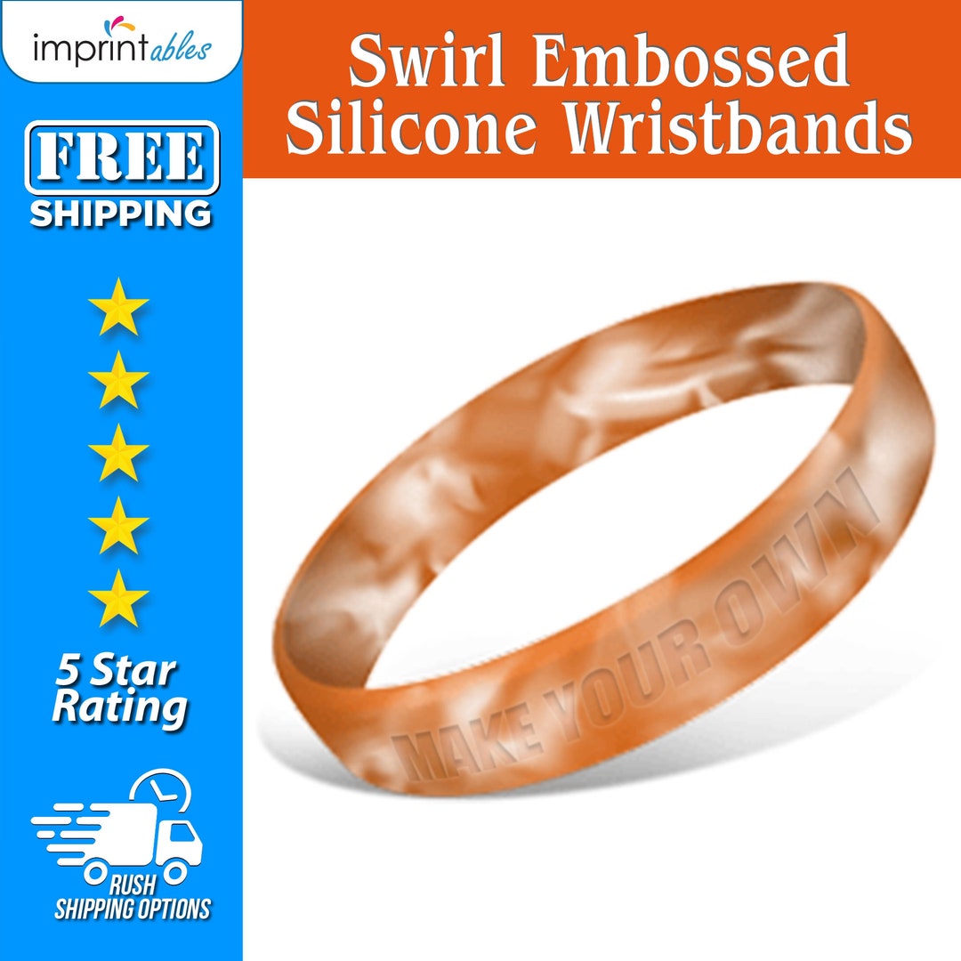 Custom Embossed Swirl Colors Silicone Wristbands | Personalized ...
