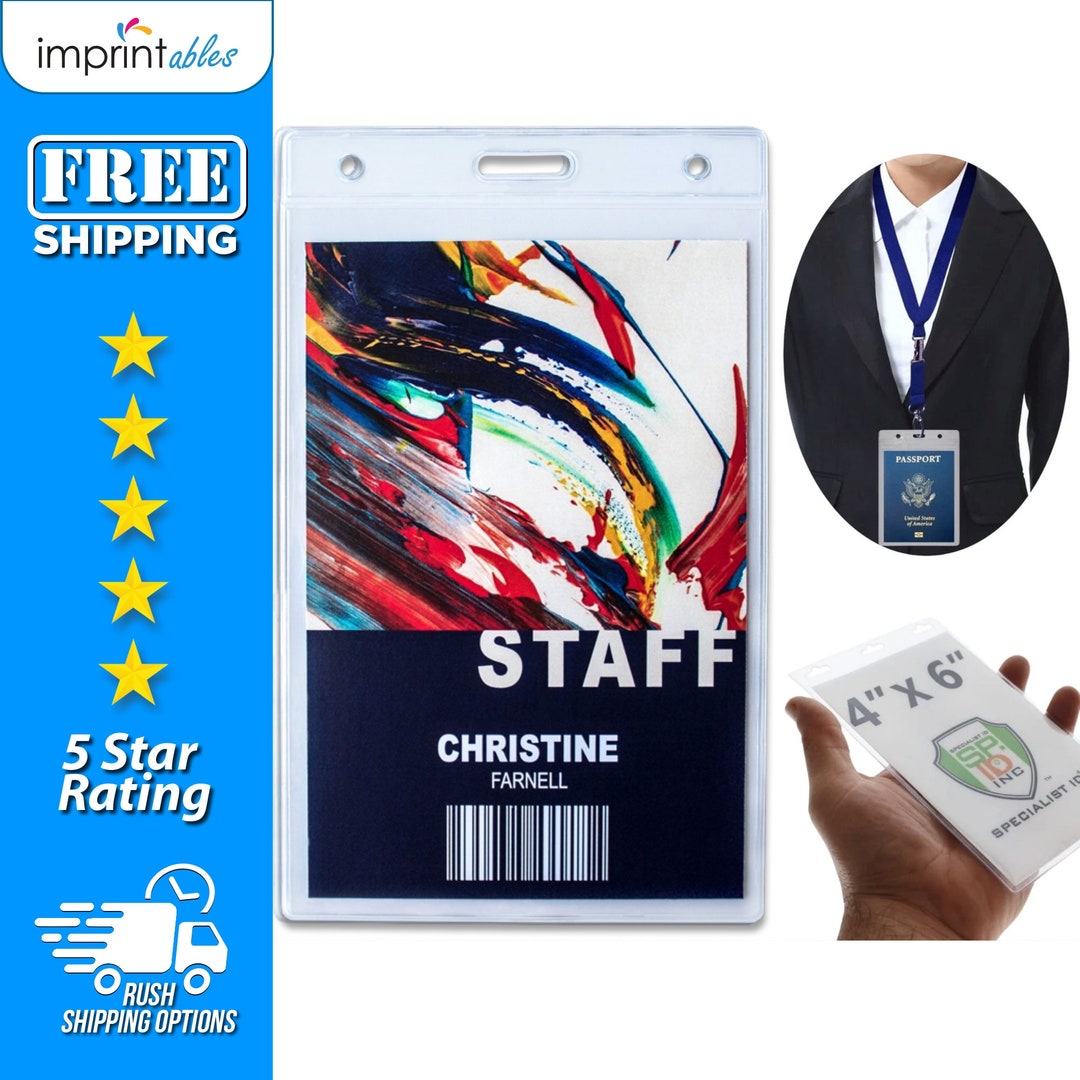 Vertical 6 X 4 Inch Badge Holder- Identification Badge Holders ...